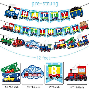 Train Birthday Party Banner Decorations Retro Train Birthday Party Supplies Steam Train Birthday Party Banner Decorations for Train Theme Birthday Party Baby Showers Party Supplies