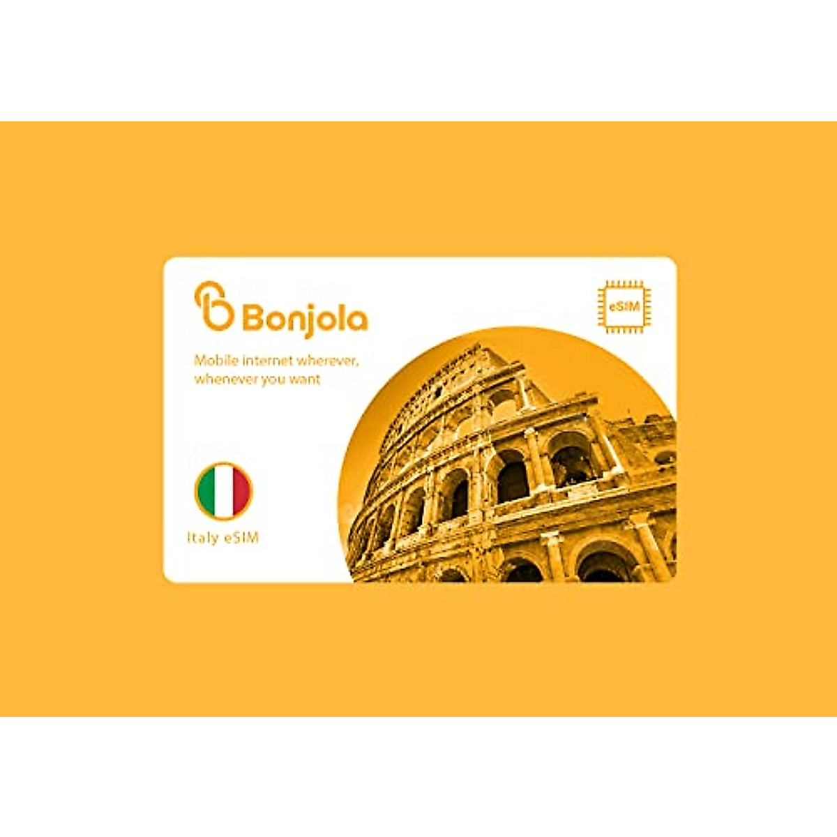 Bonjola Italy Prepaid eSIM - 3GB Instant Mobile Data. Italy Travel SIM Card. Fast and Reliable 4G/5G Internet for 30 Days. No Physical SIM Required, iPhone and Android, Supports Hotspot