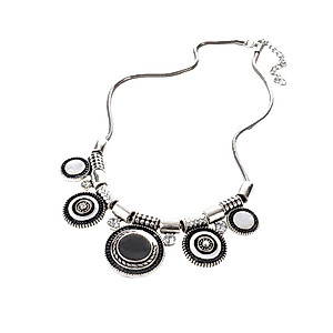 litymitzromq Gold Tone Necklace for Women Girls, Ethnic Women Rhinestone Inlaid Round Enamel Pendant Statement Bib Necklace Gift Handmade Gold Pendant Choker Long Choker Chain Pendent Necklace