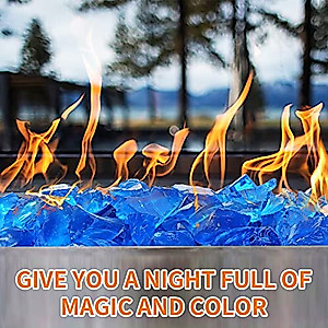 Utheer Caribbean Blue Fire Pit Glass, 1/2 Inch Reflective Fire Glass for Fire Pit, Fire Pit Glass Rocks Safe for Outdoors and Indoors Gas Firepit, 10 Pounds