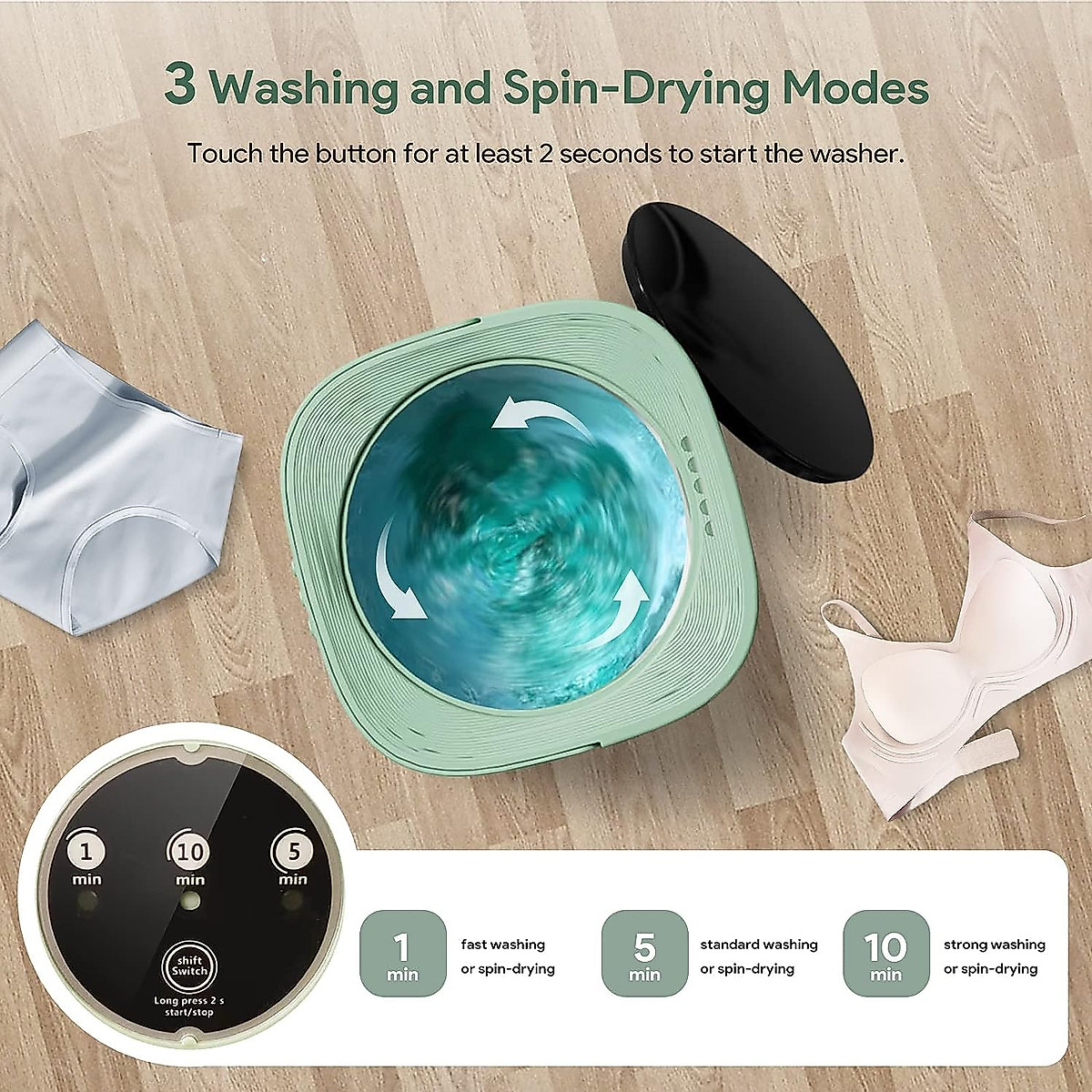 Portable Washing Machine, Foldable Washer Machine and Dryer, Mini Washing Machine with Spin Dryer for Washing Small Clothes - Travle RV, Camping, Home or Apartments Laundry Used (Purple)