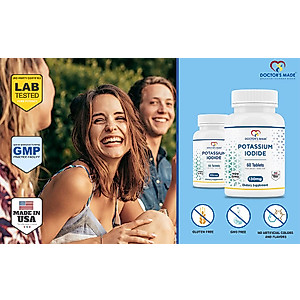 Doctor’s Made Potassium Iodide 65 mg. 60 Tablets. Thyroid Support, Kosher, Exp Date 04/2025, 60 Count (Pack of 1), Pack of 1
