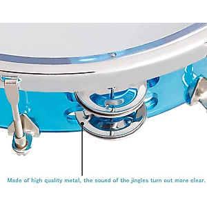 Vilihkc Tambourine Adjustable Tone Hand Drum Double Row Metal Jingles Hand Bell Performance Level Handheld Percussion