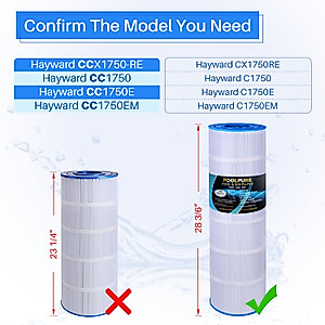 POOLPURE PLF175A Pool Filter Replaces Hayward C1750, CX1750RE, PA175, Ultral-B4, Unicel C-8417, Filbur FC-1294, Sta-Rite PXC175, 817-0175P, L x OD: 28 3/16" x8 15/16", 175 sq.ft Cartridge
