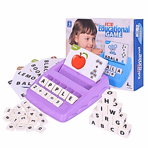 Matching Letter Games for Kids Ages 4-8,Learning & Education Toys for Preschool Boys Girls Spelling/Reading/Math Learning/Word Recognition,Birthday Gifts Educational Toys for Kindergarten Kids, Purple