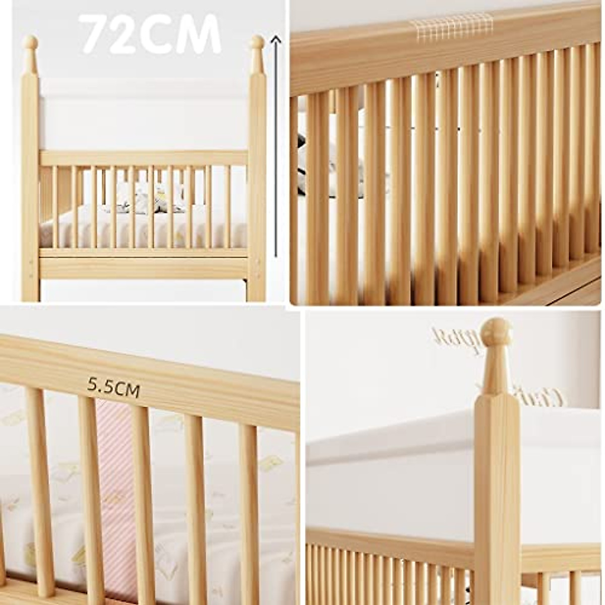 Wooden Bed, Solid Wood Bed Frame Wood Slat Support Widened Splicing Bed, Bed Sleeper for Adults, Kids, Teenagers (Size : 150x80x40cm)