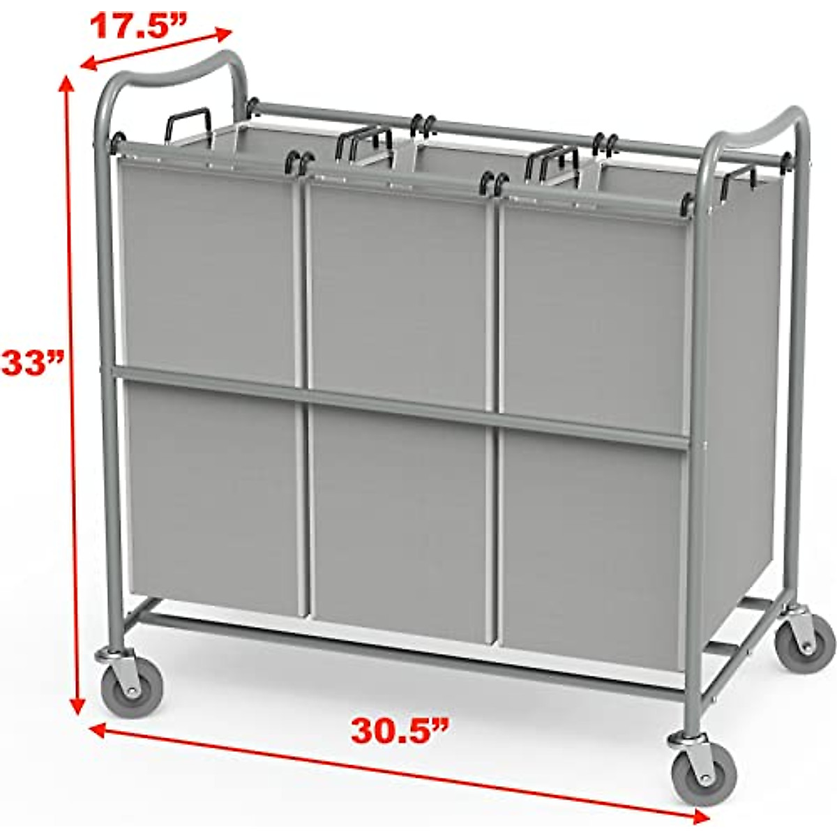 SimpleHouseware Heavy-Duty 3-Bag Laundry Sorter Cart, Silver