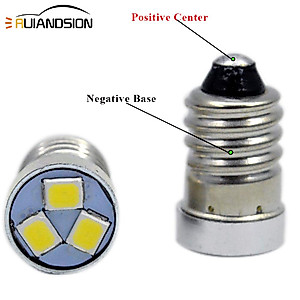 Ruiandsion 4pcs 3V 6V 12V E10 LED Bulb 3030 3SMD White LED Replacement Bulb Upgrade for Flashlights Torch Light,Negative Earth (3V)