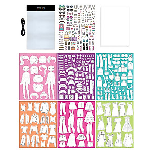 Fashion Angels Fashion Design Light Up Sketch Pad 12521, Light Up Tracing Pad, Includes USB, Ultra Thin Tablet, Includes Stencils and Stickers, Recommended for Ages 8 And Up