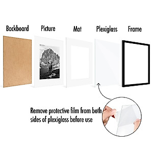 Americanflat 16x20 Picture Frame with Polished Plexiglass - Set of 2 - Use as 11x14 Frame with Mat or 16x20 Frame Without Mat - Galleria Collection - Photo Frames for Wall Display - Black