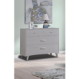 Sorelle Furniture Soho 4 Drawer Baby Dresser – Dresser for Nursery, Kids Bedroom Furniture, Dresser Drawers for Child’s Room with 4 Drawers-Weathered Gray and Natural Wood