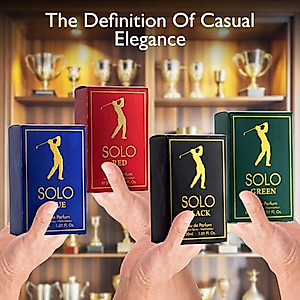 NovoGlow Solo 4-Piece Mini Fragrance Set for Men EDP - Solo Red, Blue, Black & Green - Combination of Sweet, Woody, Citrus & Spicy Scents - Viva Las Vegas Suitable For All Skin Types