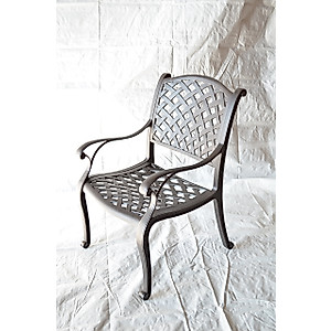 Nassau Outdoor Patio 9-pc Dining Set 64 X 64 Cast Aluminum (9-pc Set (with 8 Regular Chairs), Walnut)