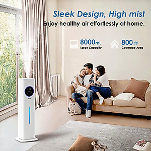 Warm and Cool Mist Humidifiers for Bedroom Home, 2.1gal Quiet Humidifier for Large Room up to 500 ft with Customized Humidity, Night Light, Easy Top Fill, 12H Timer, Essential Oil, Child Lock