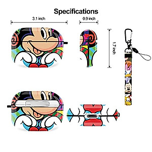 Airpods Pro Case Designed for AirPods Pro,Full Protective Case Cover with Keychain and Lanyard,Shockproof Cartoon Case for Airpods Pro Charging Case(Mickey Love pro)