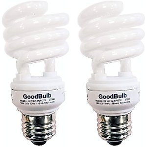 GoodBulb 13-Watt Compact Fluorescent Bulb - 2700K Warm White Color - Ultra Mini Spiral CFL Light Bulbs - E26 Medium Base (Pack of 2 Bulbs)