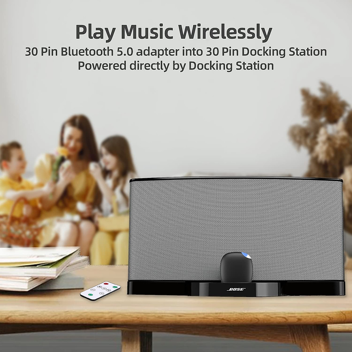 YOCOWOCO Aptx Bluetooth 5.0 Adapter Receiver for Bose Sounddock, 30 pin iPod iPhone and Other 30 pin Music Docking Station(Not for Cars and Motorcycles) (Black)