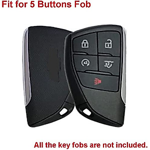EXUNTECH 2pcs 5 Buttons Silicone Smart Key Fob Cover Remote Control Keychain Protective Cover Compatible with Chevrolet Corvette 2021 Suburban Tahoe 2020 Chevy Corvette Soft Rubber Cover, Black