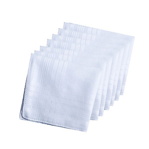 BonjourMrsMr Solid Mens Fashion White 100% Contton Hankerchifs Hanky