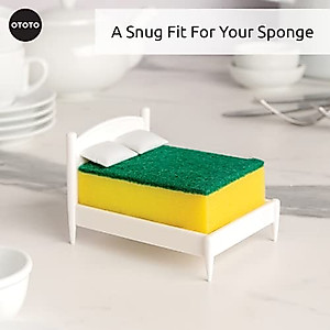 OTOTO Clean Dreams Kitchen Sponge Holder - Plastic Dish Sponge Holder for Kitchen Sink, Fits Any Standard Size Scrubby - Kitchen Sink Organizer, Decor, and Unique Gift Idea - Sponge Included