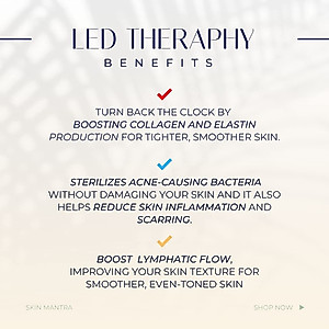 Skin Mantra LED Light Therapy Mask – 3 Colors LED Mask Therapy Facial for Total Skin Repair and Glowing Skin – Professional At-Home LED Skin Care Mask – Lightweight and Portable Facial Care Mask