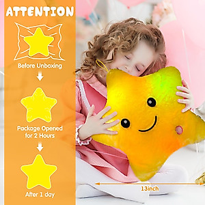 Unittype 3 Pack Star Pillows Lighted Star Plush Pillows 15.75 Inch Stuffed Cushion Decorative Throw Pillow Star Shaped Pillow Blue White Yellow Star Pillow for Birthday Gifts Bedroom Room Home Office