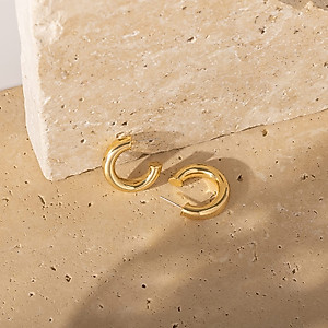 PAVOI 14K Yellow Gold Colored Lightweight 6.5mm Chunky Open Hoops | 30mm Yellow Gold Hoop Earrings for Women