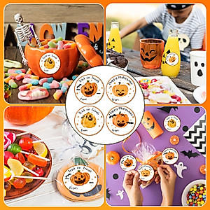 GOLRMC Halloween Gifts Tags Stickers, Happy Halloween Pumpkin Bats Spiders Stickers Thank You Sticker Label, 40 Sheets Round Halloween Stickers-A02