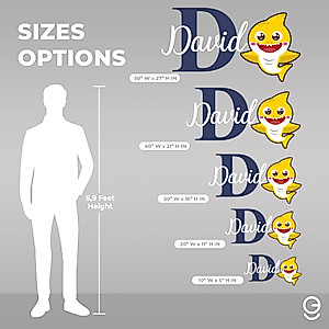 EGD Personalized Baby Shark Wall Decor I Name & Initial Wall Decals I Custom Name for Your Baby Room Decoration I Nursery Decor for Girls & Boys I Multiple Options for Customization