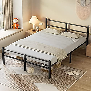 GreenForest King Size Bed Frame with Headboard Easy Assemble, 14 inch Heavy Duty Metal Platform Bed Base with Storage No Box Spring Needed Mattress Foundation, Noise Free, Black