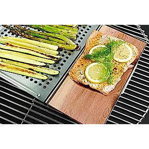Outset 76502 Cedar Plank Holder and Grill Grid, Silver