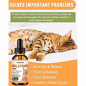 Cat Melatonin | 60ML Melatonin for Cats Supports Falling Asleep | Cat Melatonin Drop | Cat Sleep Aid | Cat Calming | Cat Anxiety Relief | Stress Relief for Cats | 2 fl oz, Roast Chicken Flavor