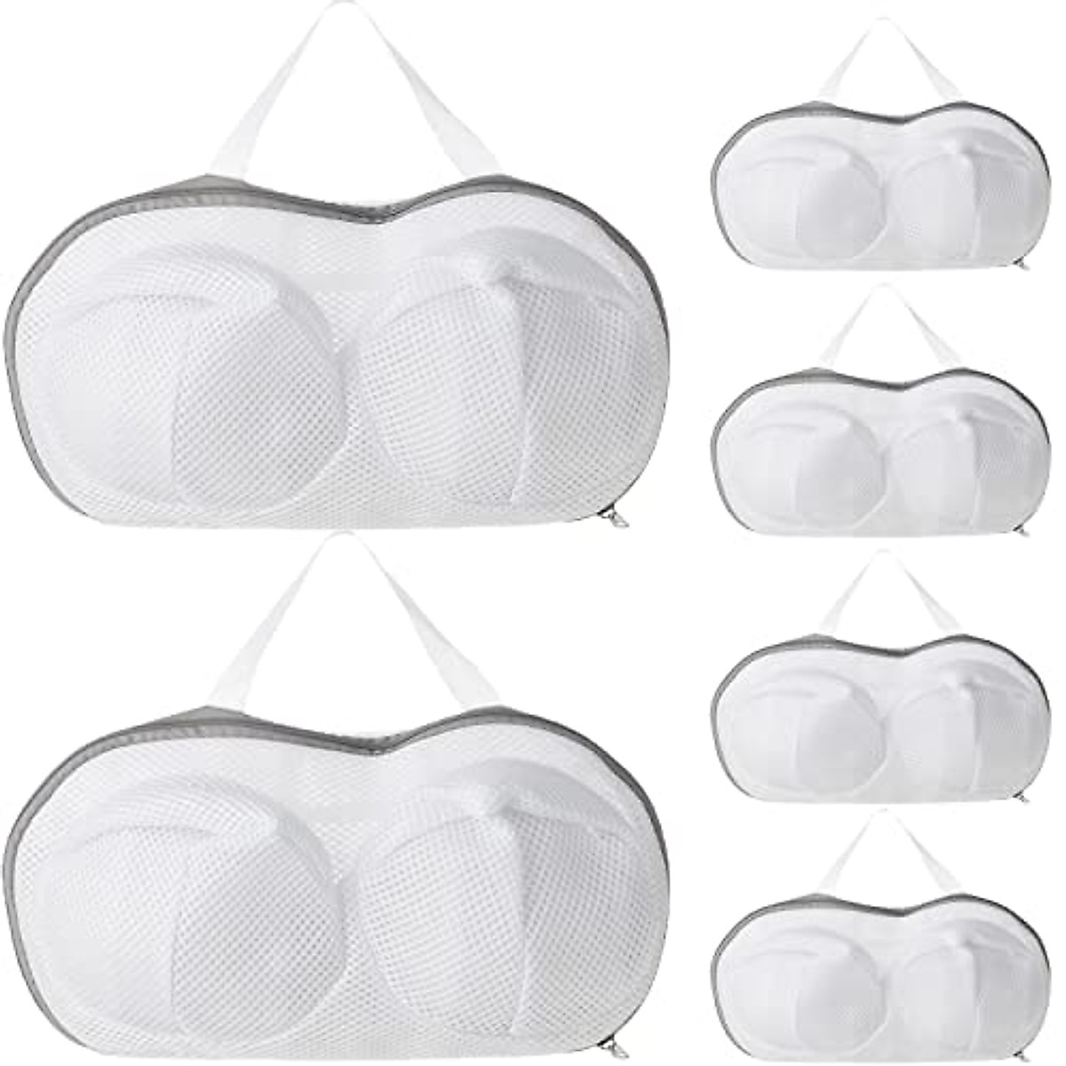 6 PCS 10" X 15" Bra Washing Bags for Laundry, Large Bra Laundry Bags for Washing Machine, Fits A-E Cups Anti Deformation Bra Mesh Bag, Lingerie Bags for Washing Delicates (10" X 15" Inch, Grey)