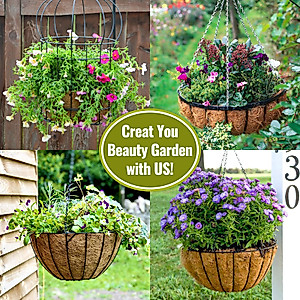 Legigo 6 Pack 14 Inch Hanging Basket Coco Liners Replacement, 100% Natural Round Coconut Coco Fiber Planter Basket Liners for Hanging Basket Flowers/Vegetables