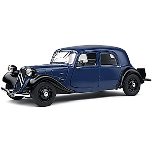 1937 Citroen Traction Dark Blue and Black 1/18 Diecast Model Car by Solido S1800906