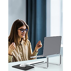 SOUNDANCE Laptop Stand for Desk, Metal Computer Riser, Heavy Stable PC Holder, Ergonomic Laptops Elevator for 12 to 17.3 Inches Notebook Computer, Silver
