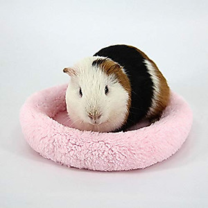 HongGun® Hamster nest, Hamster Bed Mat Circular Shaped Warm Soft Comfortable Washable PP+Velvet for Mice, Guinea Pigs and Other Small Animals (L, Pink)