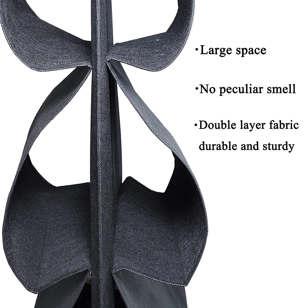 asoqwal 2 Pack 12 Large Pockets Hanging Shoe Organizer for Closet with Roating Hanger for Storage Mens Shoes,Kids Clothes,Also can used as Travel shoe rack hanging,Black