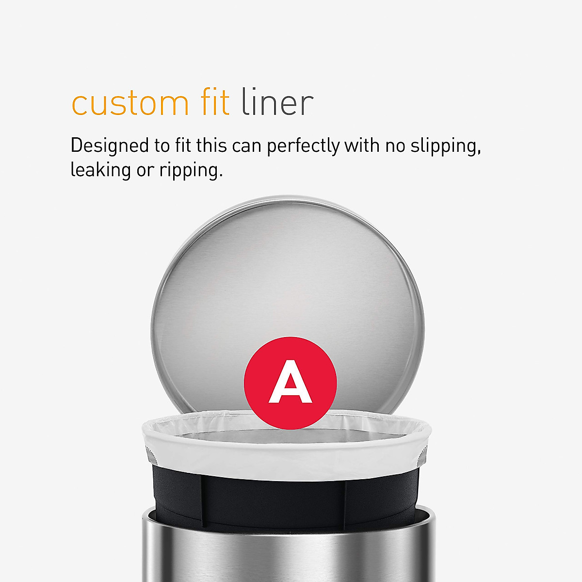 simplehuman 4.5 Liter / 1.2 Gallon Round Bathroom Step Trash Can, Polished Stainless Steel