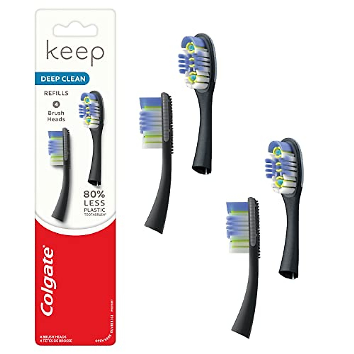 Colgate Keep Toothbrush Refill Heads, Deep Clean, 4 Pack