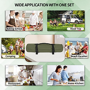 lelezone Chef Knife Roll Bag,Waterproof Waxed Canvas Knife Case Holds,Knives Roll Bags for Chefs Professional with Adjustable Strap,Chef Backpack with 11 Knife Slots and a Large Zippered Pocket