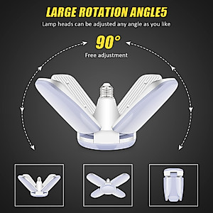 Coomoors LED Garage Lights 2 Pack, 80W LED Shop Light Adjustable 4 Foot Ceiling Light, 6500k 8000LM Deformable E26/E27 Garage Lights Ceiling Led Daylight for Shop, Basement, Workshop, High Bay Light