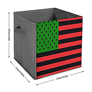 African American Flag Large Cubes Storage Bins Collapsible Canvas Storage Box Closet Organizers for Shelves