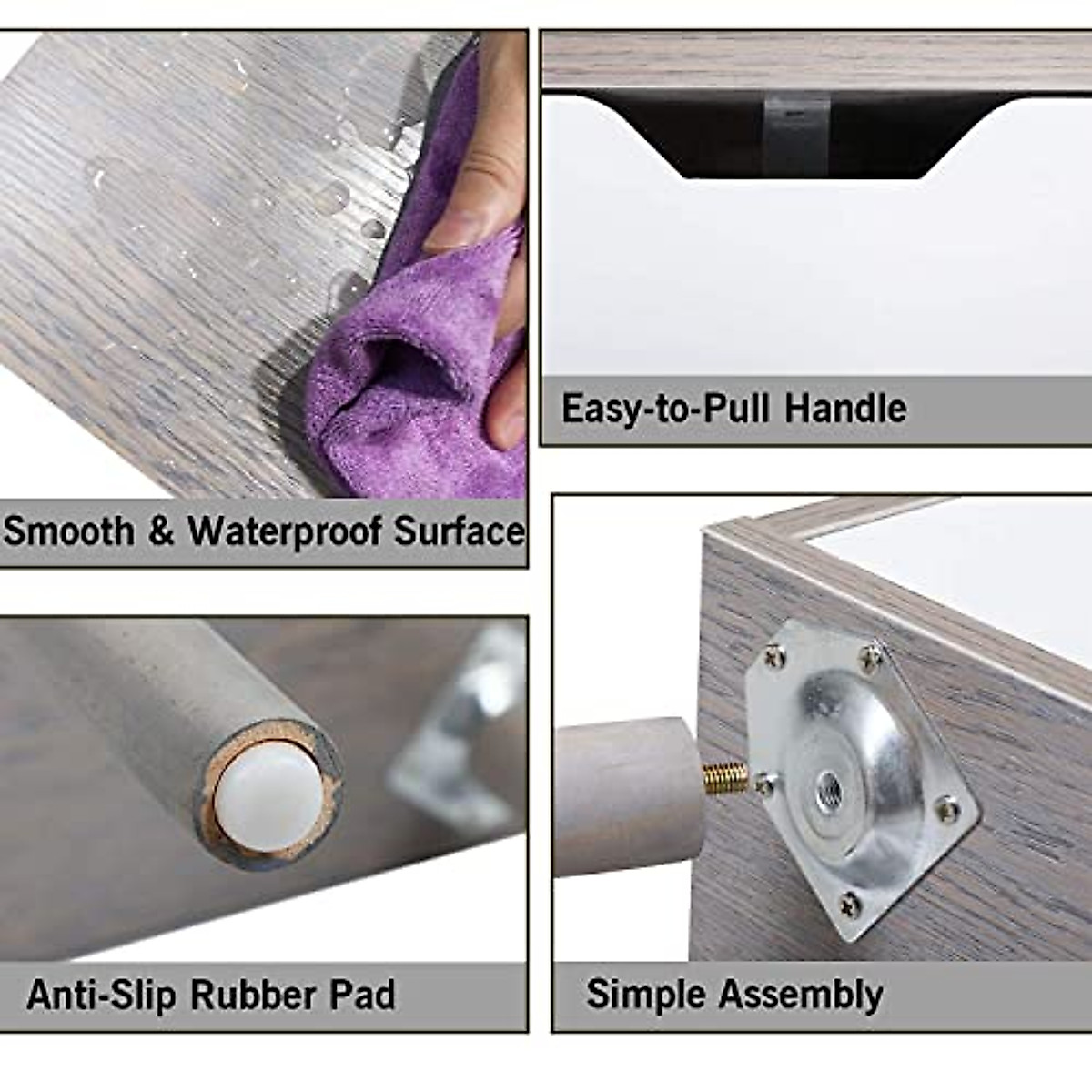 JAXPETY Nightstands Set of 2, Night Stand with Drawers, Bedside Tables with Solid Wood Legs and Large Storage Space, End Table, Side Table, for Bedroom, Light Grey