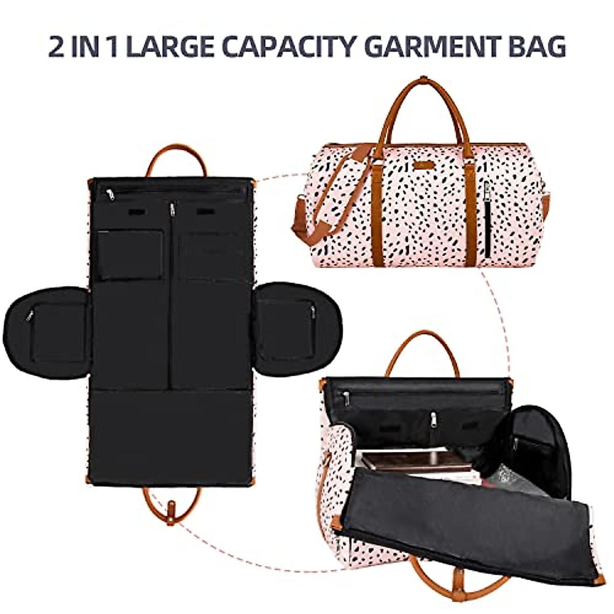 Garment Bag for Travel With Toiletry Bag Convertible Carry On Weekender Bag Large Travel Duffel Bags for Women 2 in 1 Hanging Suitcase Suit Travel Bags for Women & Men 3pcs Set