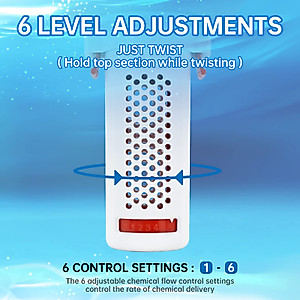 b&h Pool Chlorine Dispenser for 1 Inch Tablets Only - Mini Floating Chlorine/Bromine Floater, Spa, Tub & Small Pool Chlorine and Bromine Chemical Dispenser, 6 Flow Level Control Settings White