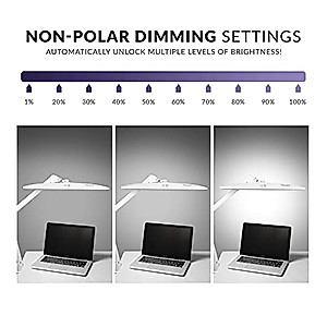 Neatfi Elite HD XL Task Lamp with Clamp, 1360 Lumens, 84PCS SMD LED, 6000-7000K, Super Bright Desk Lamp, Non-Polar Dimming (22 Inches, White)