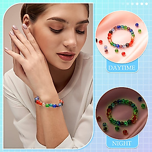 Lyrow 120 Pcs Luminous Glass Beads 8mm Round Beads Bulk Glow in The Dark Beads Glass Round Loose Spacer Ball Beads for Making DIY Craft(Multicolor)