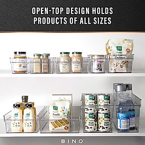 BINO | Plastic Storage Bins, Deep Large | THE HANDLER COLLECTION | Multipurpose Organizer Bins | Kitchen Pantry Organizers and Storage | Clear Containers for Organizing Home | Freezer Organizer
