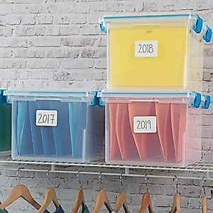 Sterilite 32 Quart Clear Plastic Stacking Storage Container Box with Latching Lid (4 Pack)